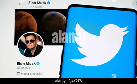 Elon Musk Twitter Account page seen in an iPhone. Elon Musk announced ...