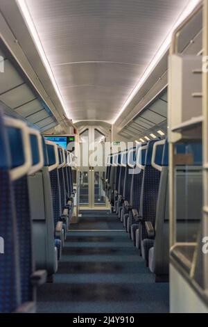 Interior of two-floor passenger fast train in Switzerland Stock Photo ...