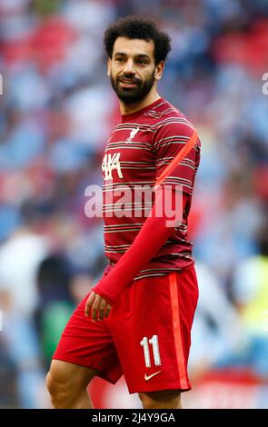 Liverpool's Mohamed Salah during the warm up before the Premier League ...