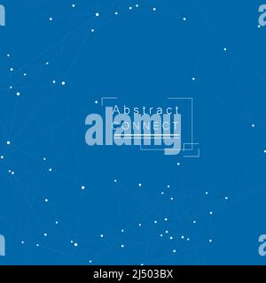 Network dots in line art style. Vector pattern on blue background ...