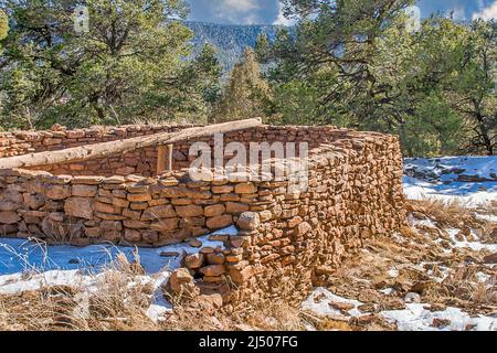 The ruins of an outlying Native American Kiva at the Pecos National ...