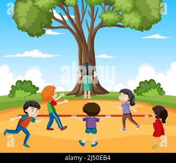 Kids playing red light green light game illustration Stock Vector Image ...