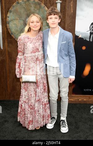 (L-R) Lily Gorman and Oscar Novak at THE NORTHMAN Los Angeles Premiere ...