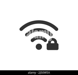 Wifi symbol and lock icon. Blocked wireless internet signal. Wi-Fi ...