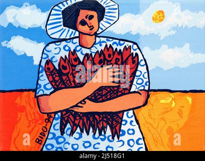 Canvas Screen print by Candido Bido, typical of his style with bright ...