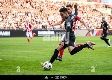 Herning, Denmark. 18th Apr, 2022. Anders Dreyer of FC Midtjylland is ...