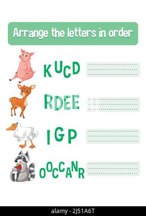 Worksheet design for arranging letters illustration Stock Vector Image ...