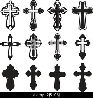A vector set of different kind of crosses isolated on a white ...