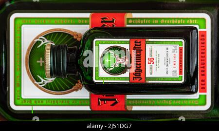 Hanover, Germany -May 3, 2021: Jägermeister bottle, German digestive ...
