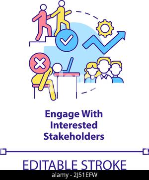 Interested party linear icon concept. Interested party line vector sign ...