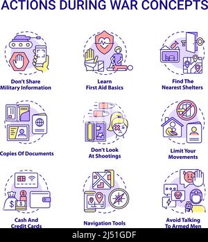Action plan line icons collection. Goals, Strategy, Tactics, Objectives ...