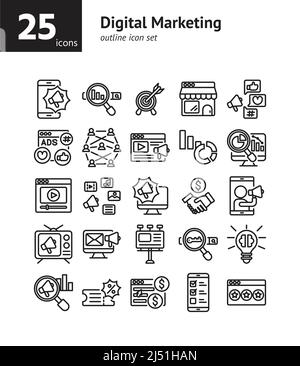 Marketing rating icon outline vector. Digital mix. Social market Stock ...