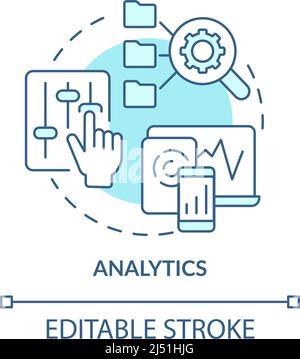 Business analytics and intelligence turquoise concept icons set Stock ...