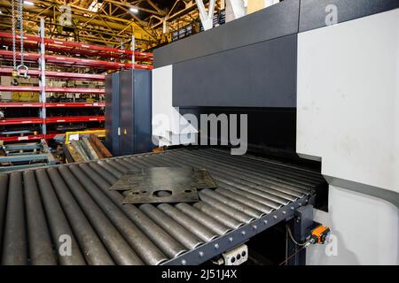 Modern metal sheet forming machine at the metalwork factory Stock Photo ...