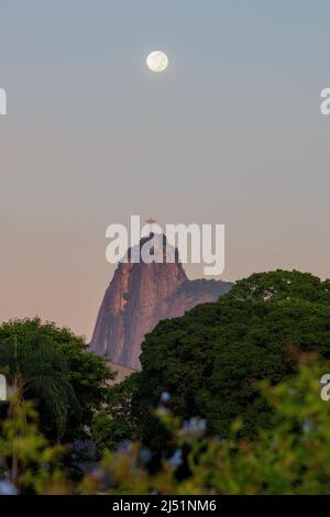Christ the Redeemer and the crescent moon in Rio de Janeiro, Brazil ...