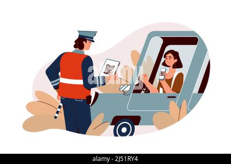 Security control and police concept. Young serious man policeman ...