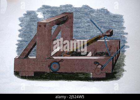military, Middle Ages, siege engines, catapult for Greek fire, wood ...