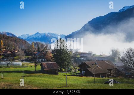 Brienzwiler village and it's beautiful typical Swiss houses Stock Photo ...