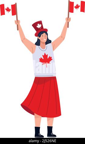woman in canadian celebration vector illustration design Stock Vector ...