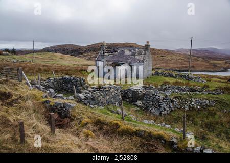 Abandoned and unmaintained house in Balallan, Isle of Lewis, Scotland ...