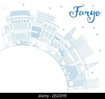 Fargo North Dakota City Skyline with Color Buildings, Blue Sky and ...