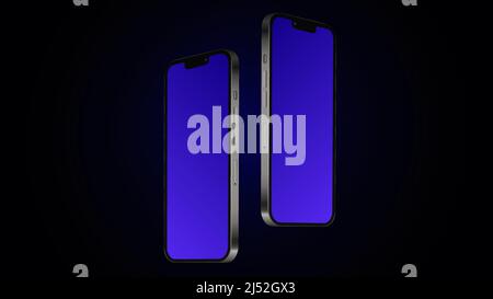 Two Smartphones in Diagonal Angle. Editable Mockup. Vector illustration ...