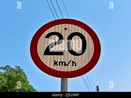 20 kilometers per hour speed limit sign on the street 20 kilometers per ...