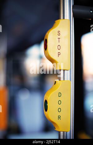 Push button tram request stop system at Hirschberg request tram stop on ...