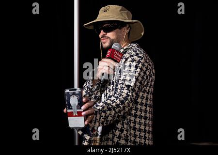 Benito Antonio Martinez Ocasio (aka Bad Bunny) attends the premiere of ...