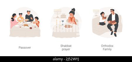 Celebrating shabbat isolated cartoon vector illustration Stock Vector ...