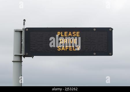 Please Drive Safely motorway overhead variable message sign on M74 ...