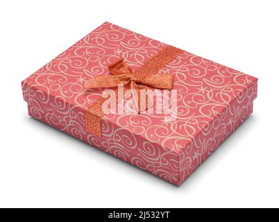 Gift container with red bow on metallic background holidays concept ...