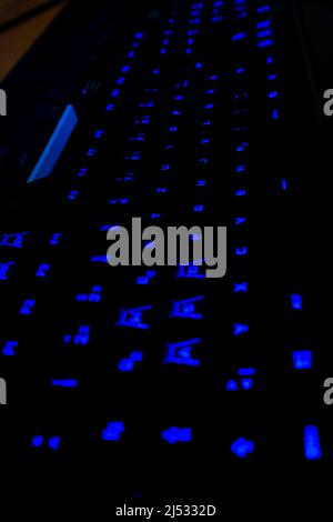 Gaming Keyboard with blue light bavaria Germany Stock Photo - Alamy