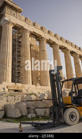 Maintenance repairs being undertaken at the ancient Acropolis ...