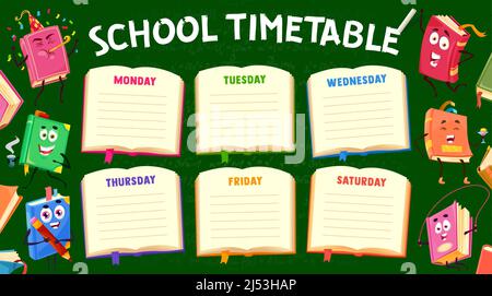 School timetable with books and cartoon kids playing Stock Vector Image ...