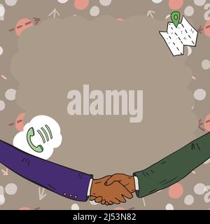 Blank frame decorated with communication harmony symbols. Empty poster ...