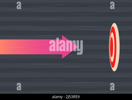 Arrow moving quickly towards aim target representing achieving goal ...