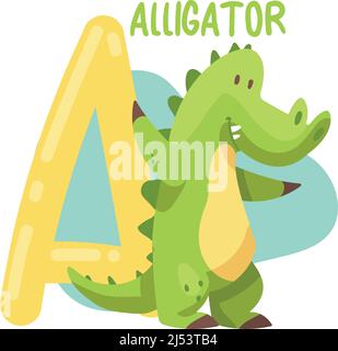 Alligator. A letter. Cute children animal alphabet in vector. Funny ...