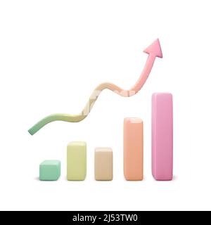 Vector cartoon growth chart icon in comic style. Grow diagram sign ...
