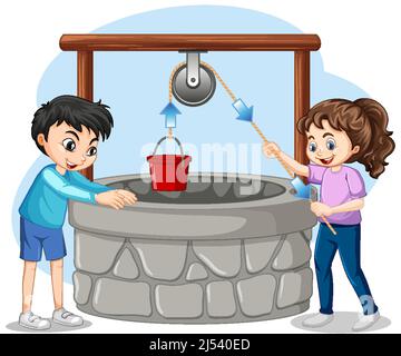 Science experiment with fixed pulley illustration Stock Vector Image ...