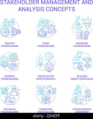 Stakeholder collaboration blue gradient concept icon. Teamwork for ...