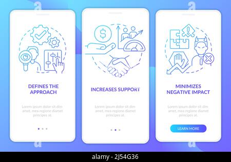 Stakeholder management plan blue onboarding mobile app screen Stock ...