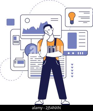 Programmer with code thinking Stock Vector Image & Art - Alamy