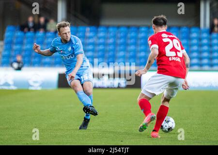 Randers, Denmark. 19th Apr, 2022. Goalkeeper Patrik Carlgren (1) of ...