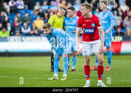 Randers, Denmark. 19th Apr, 2022. Frederik Lauenborg (14) of Randers FC ...