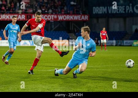 Randers, Denmark. 19th Apr, 2022. Goalkeeper Patrik Carlgren (1) of ...