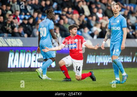 Randers, Denmark. 19th Apr, 2022. Goalkeeper Patrik Carlgren (1) of ...