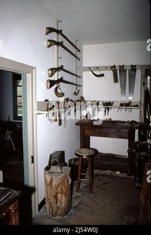 Williamsburg, VA. U.S.A. 9/1987. Master gunsmith for Colonial 18th ...