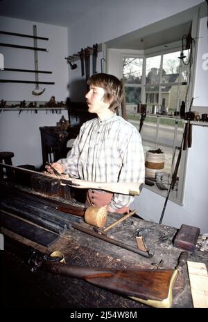 Williamsburg, VA. U.S.A. 9/1987. Master gunsmith for Colonial 18th ...