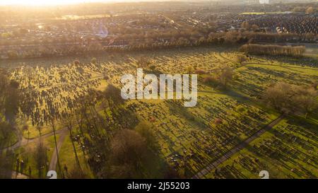 Aerial view of Anfield Cemetery and Crematorium Stock Photo - Alamy